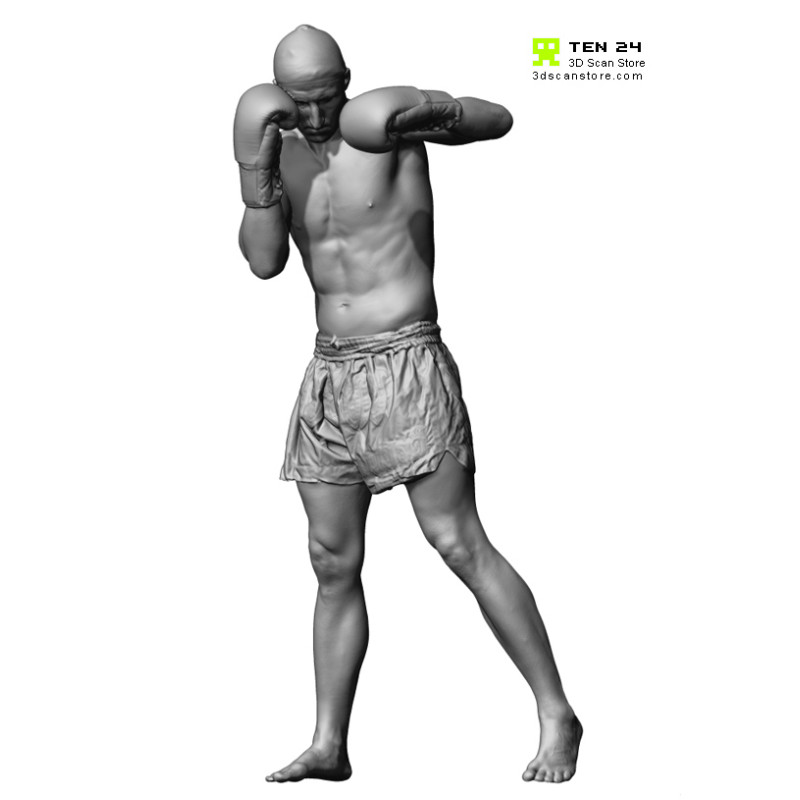 Shaded Male 07 Pose 2 Kickboxer